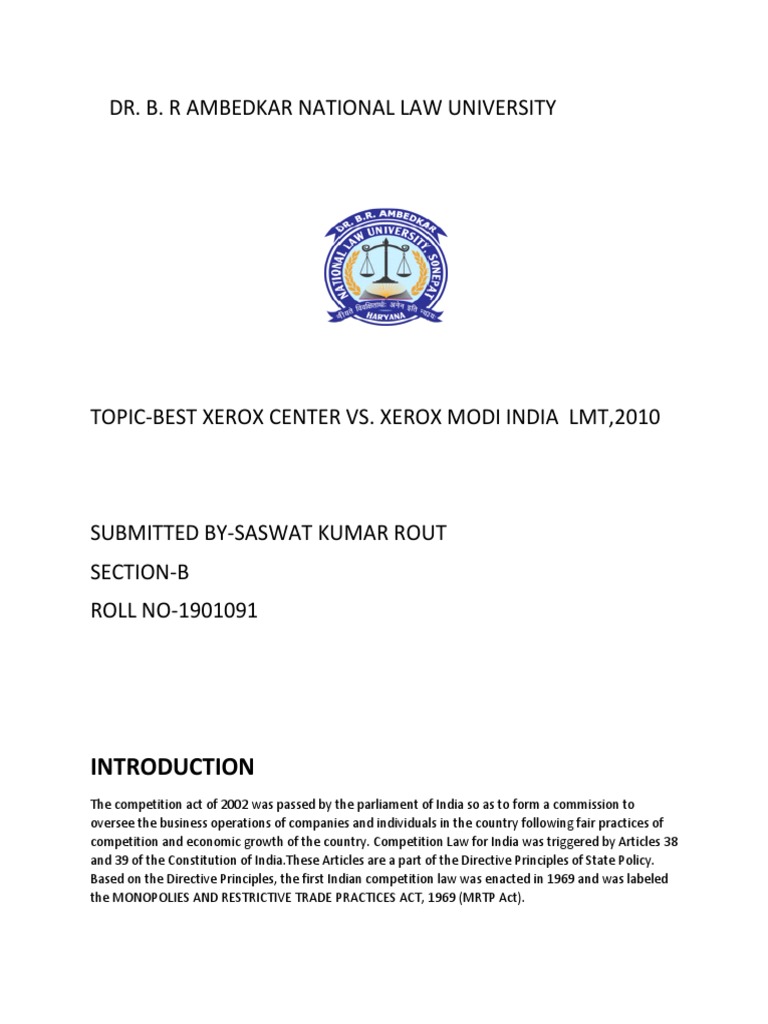 Modi Xerox Case | PDF | Competition Law | Market (Economics)