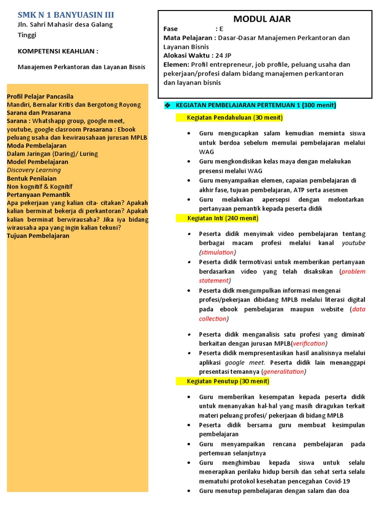 Modul Ajar Elemen 3 | PDF
