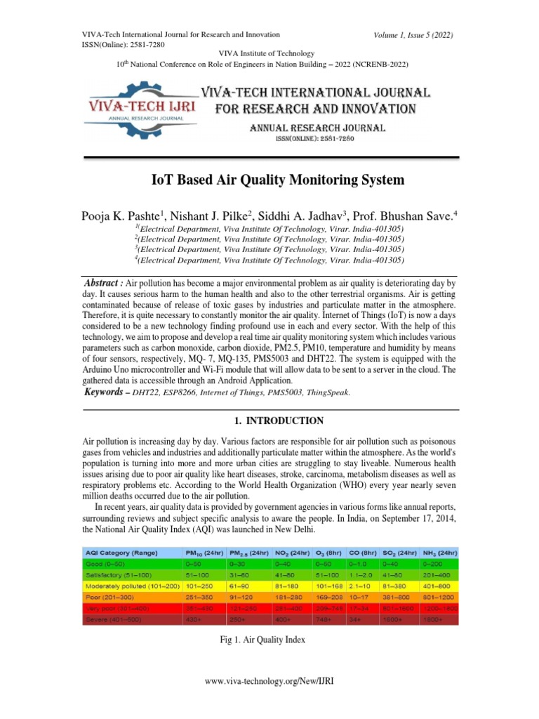 IoT Based Air Quality Monitoring System | PDF | Sensor | Internet Of Things