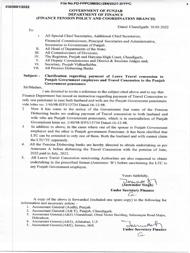 30-05-2022 Clarification Regarding Payment of LTC | PDF