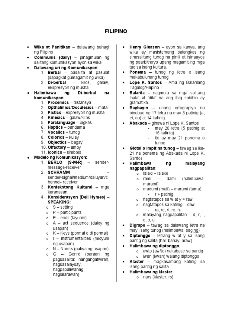 Filipino Let Reviewer | PDF