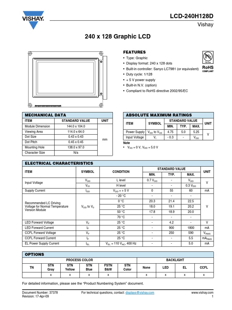 LC7981 240x128 Graphic LCD Datasheet | PDF | Legal Liability