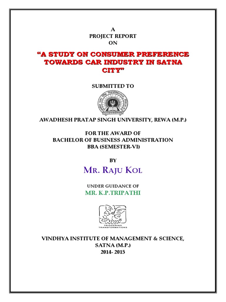 Consumer Preference Towards Car Industry | PDF | Marketing | Consumer ...