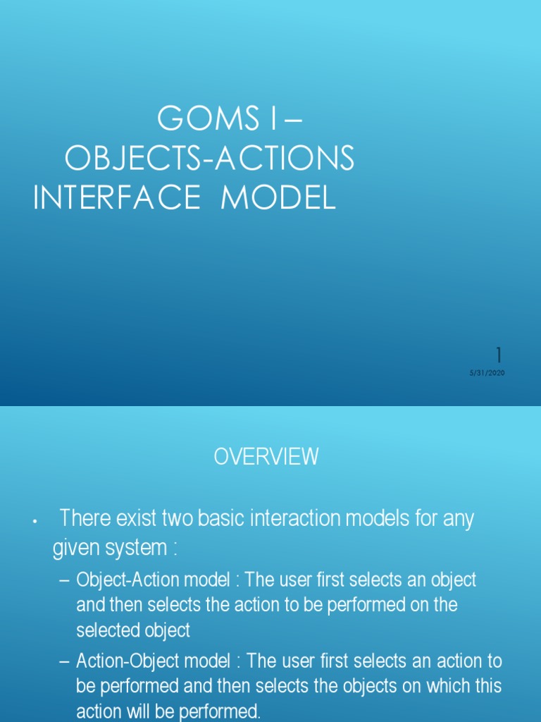 LECTURE 7 Objects-Actions Interface Model | PDF | Computing | Cognitive ...