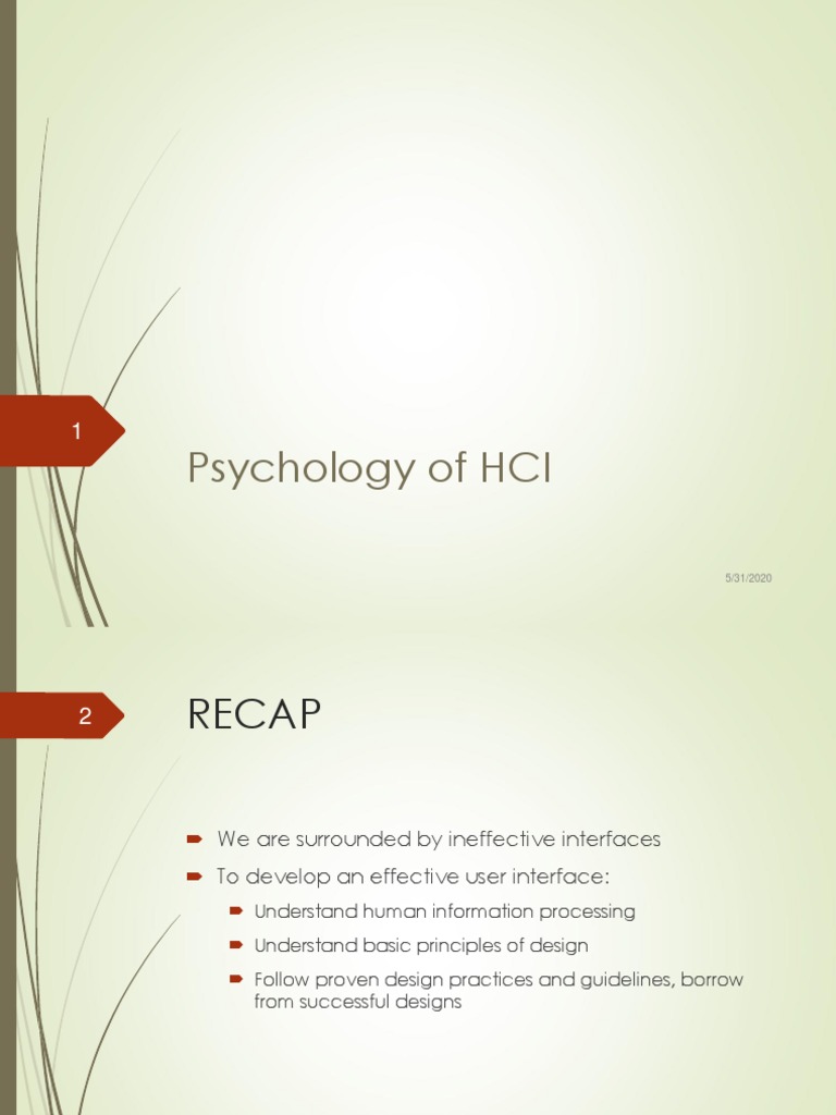 Lecturer 10-Psychology of Hci | PDF | Perception | Memory