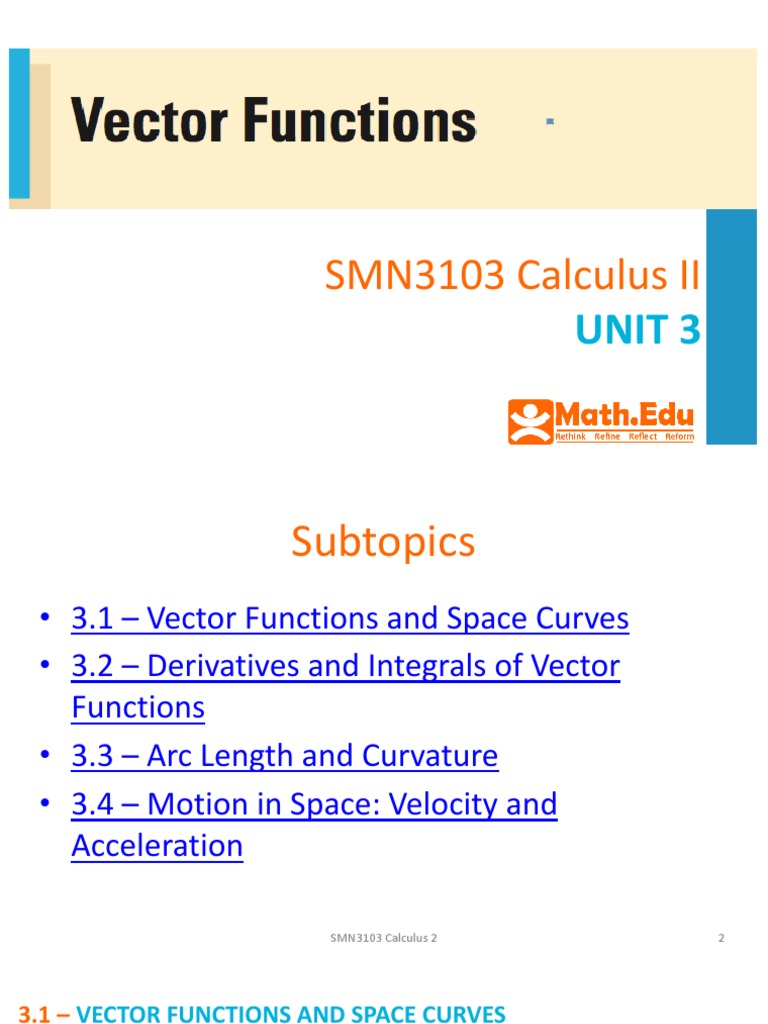 Unit3 Vector Functions | PDF | Calculus | Acceleration
