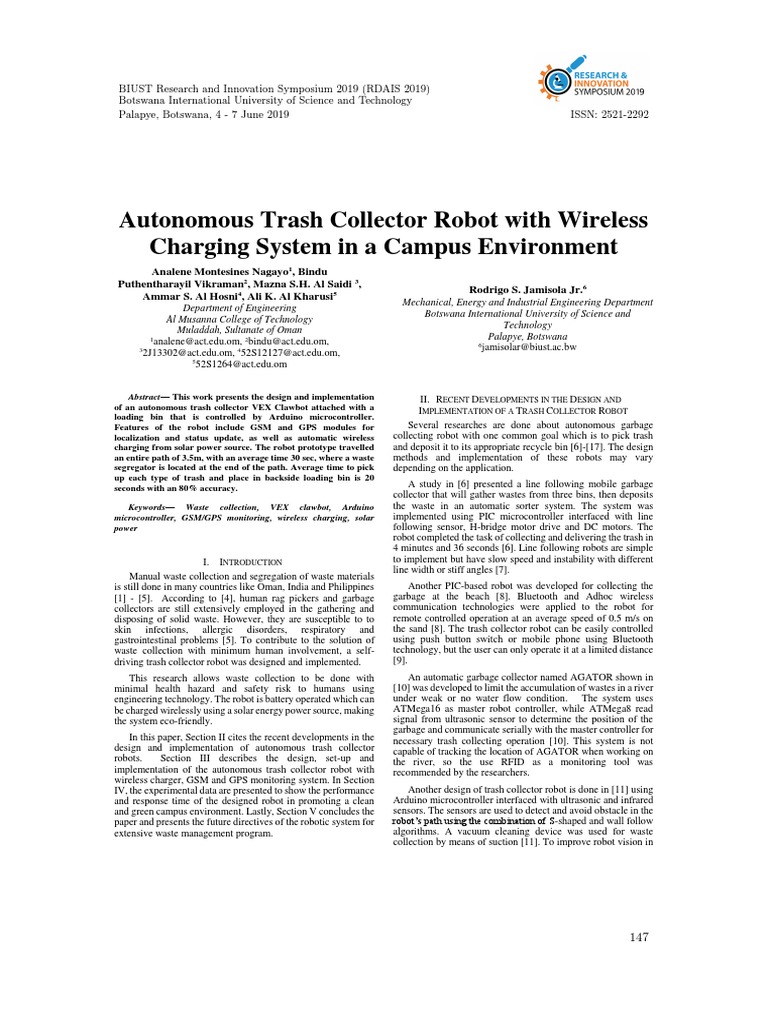 Autonomous Trash Collector Robot. | PDF | Inductor | Robotics