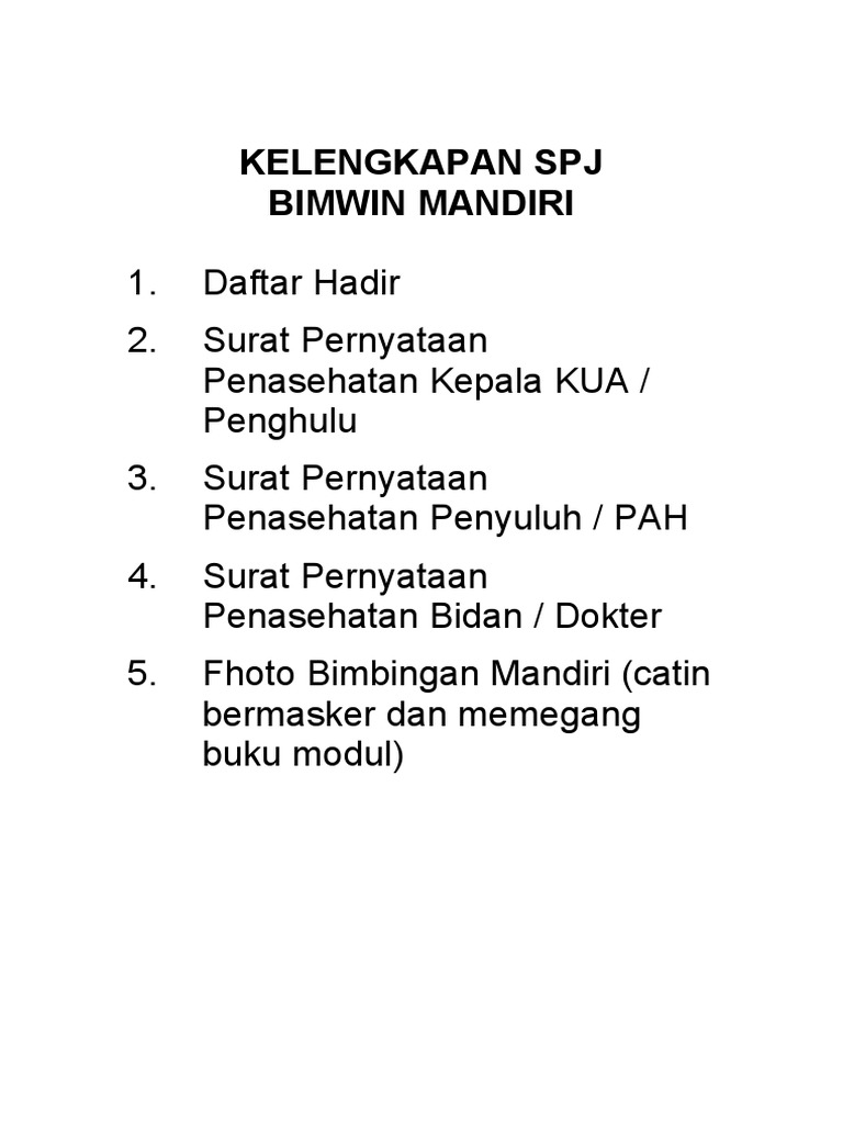 New SPJ Bimwin Mandiri 2022 | PDF