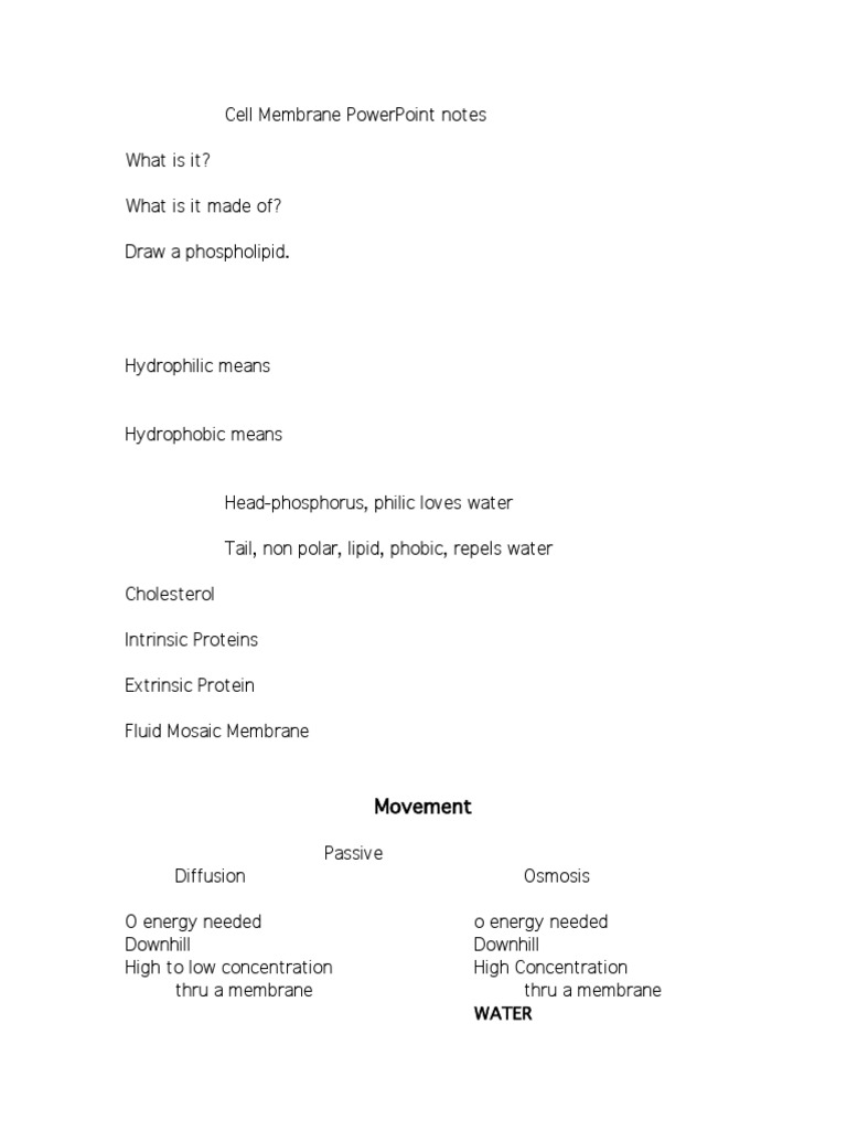 Cell Membrane PPT Notes | PDF