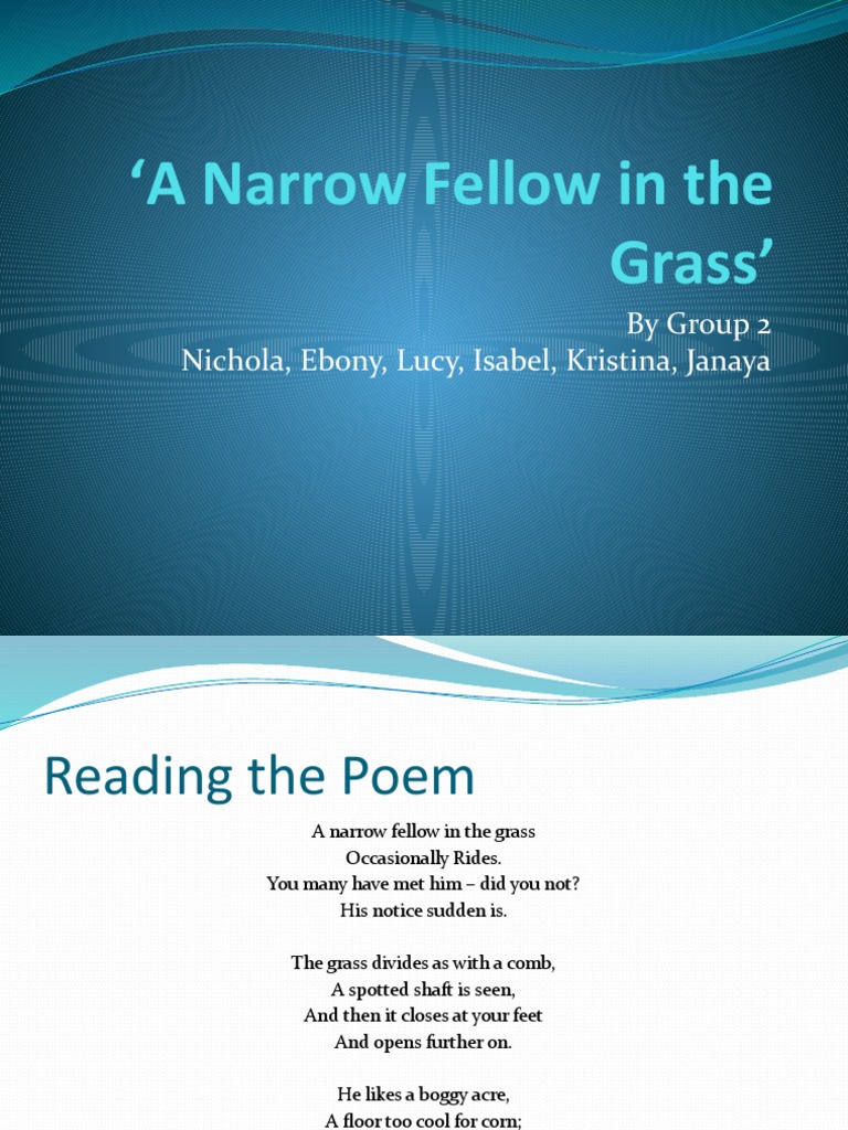 A Narrow Fellow in The Grass' Powerpoint | PDF | Poetry | Feeling