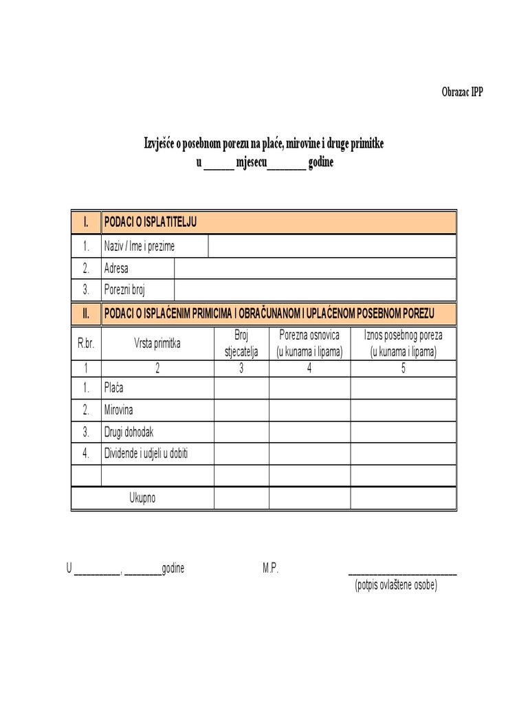 Obrazac IPP | PDF