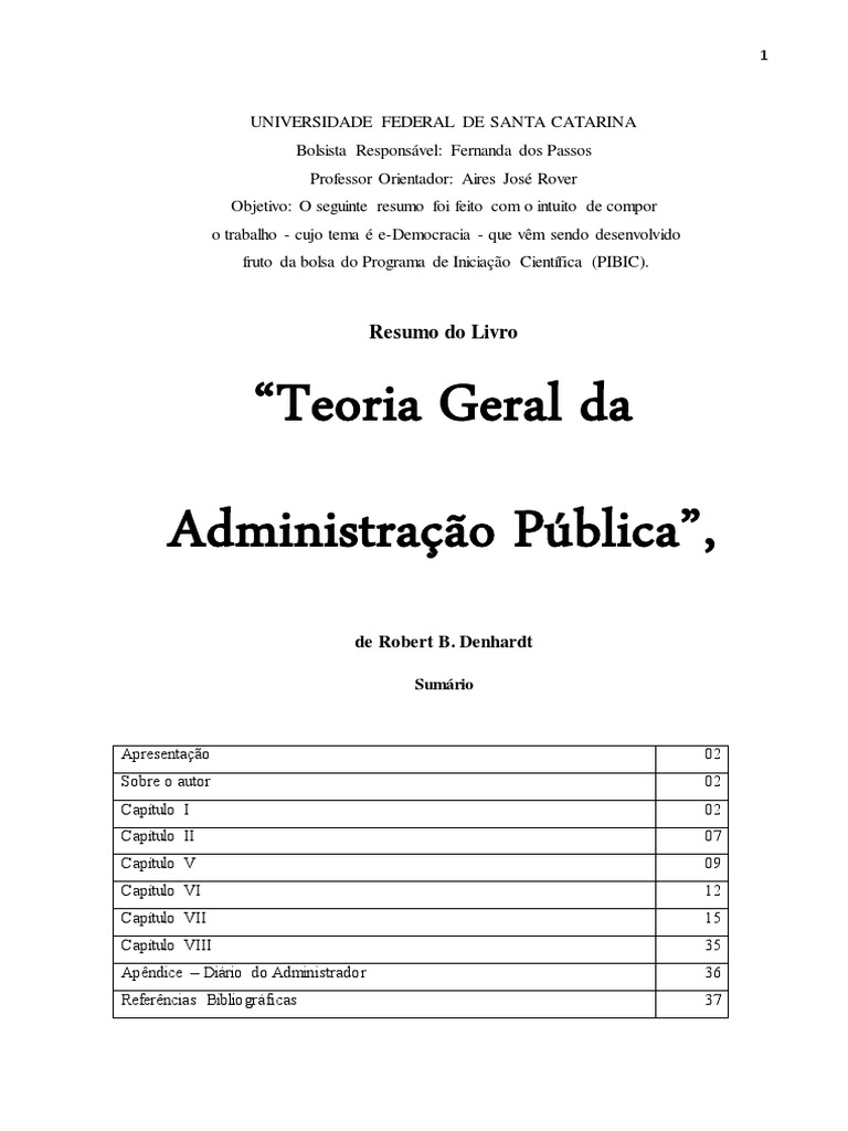 Resumo do livro Teoria Geral da Administração Pública de Robert B ...