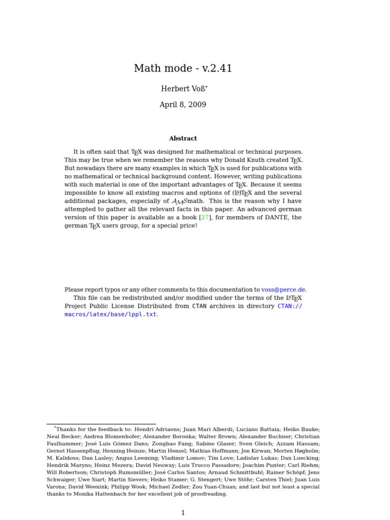 LaTeX Math Mode | PDF | Matrix (Mathematics) | Typography