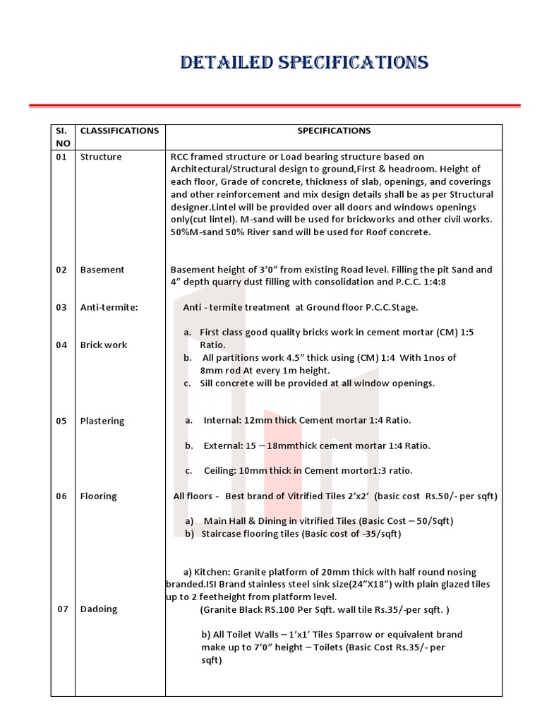 Spec & Boq | PDF | Door | Plumbing
