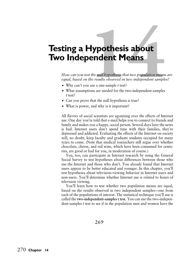 Spss Chapter 14 Pdf Statistical Hypothesis Testing Student S T Test