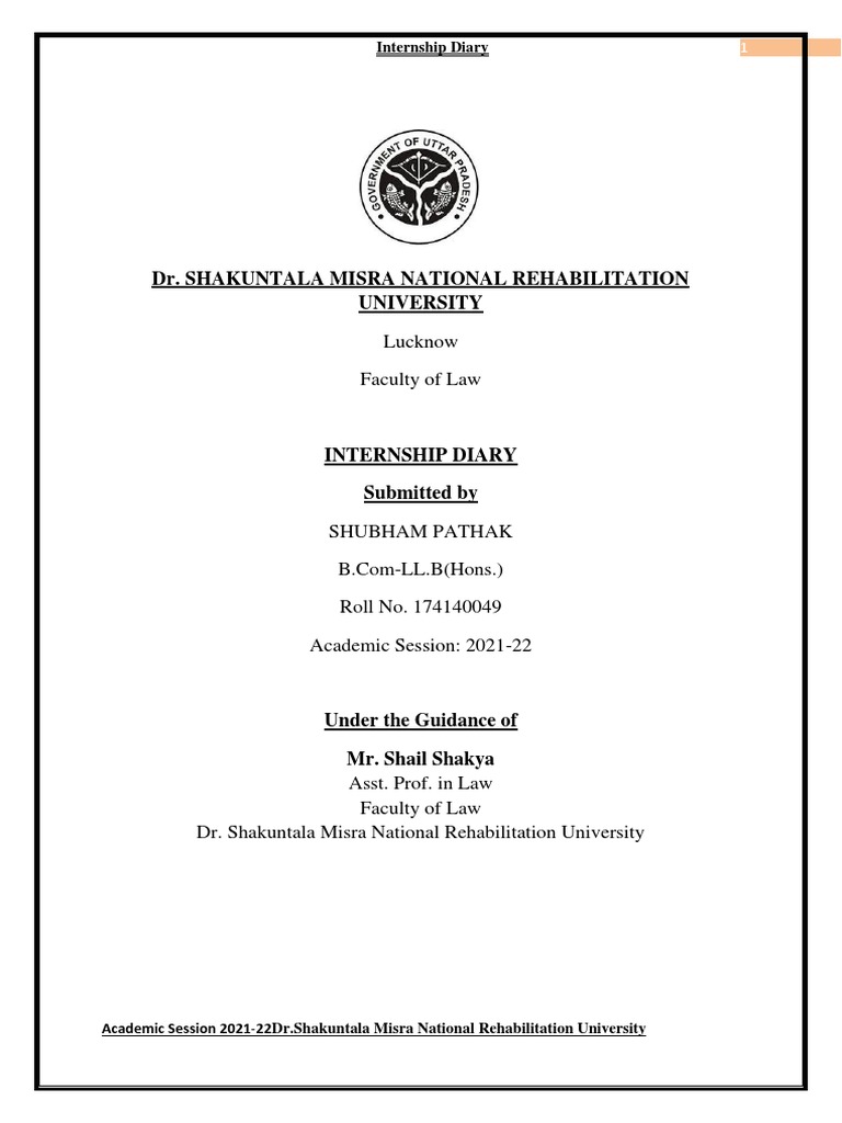 Shubham Pathak Internship Diary | PDF | Bail | Lawsuit