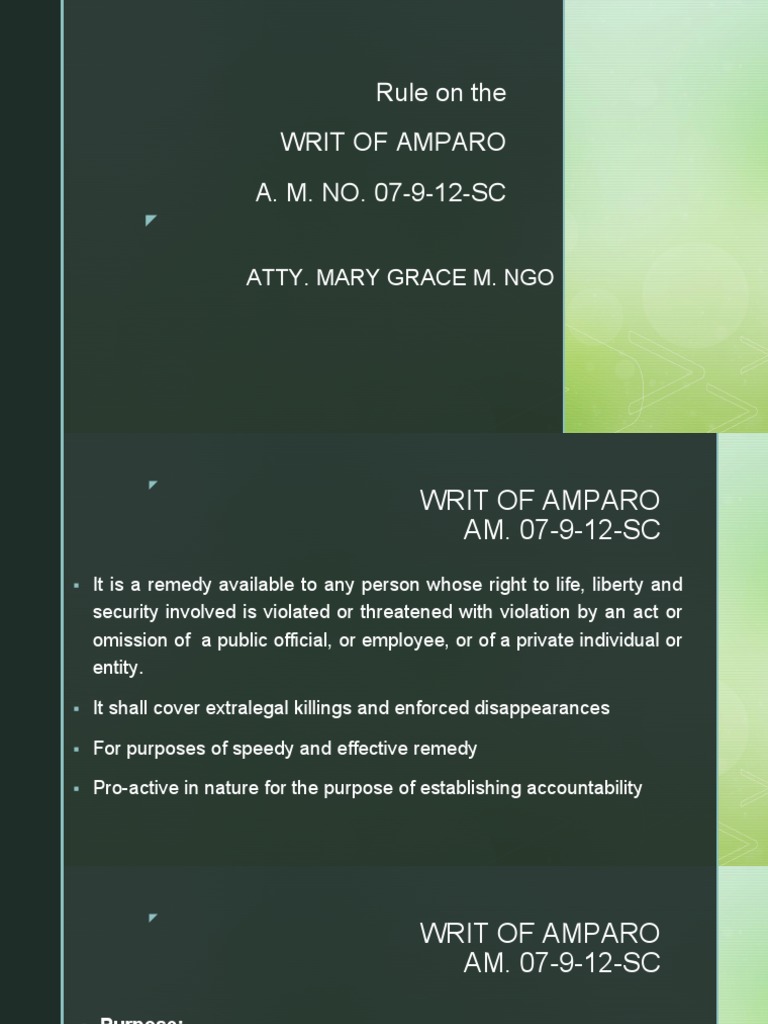 writ of amparo | PDF | Writ | Judgment (Law)