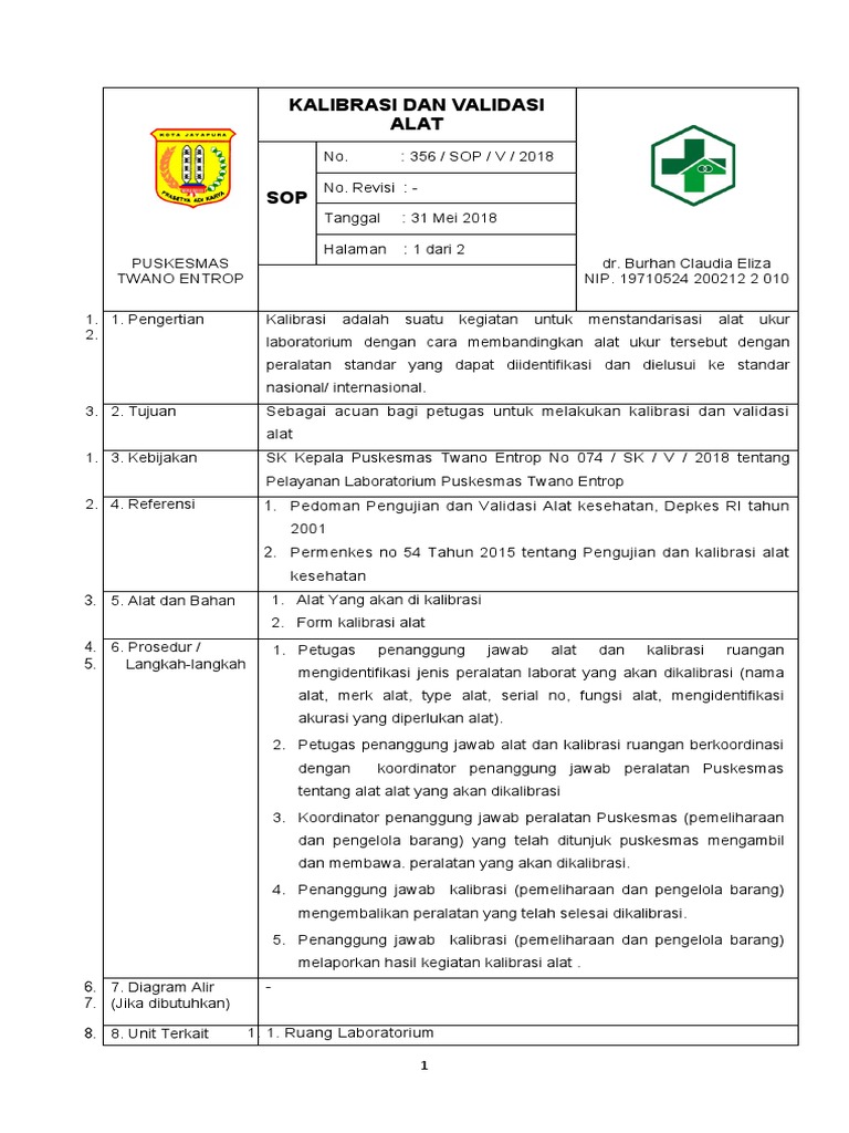 3.9.5.3. SOP Kalibrasi Alat Laboratorium | PDF