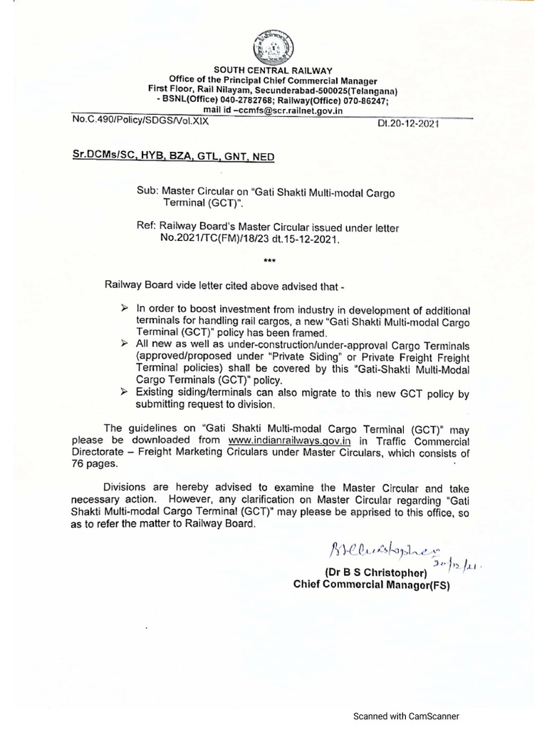 GCT Master Circular RAILWAYS | PDF