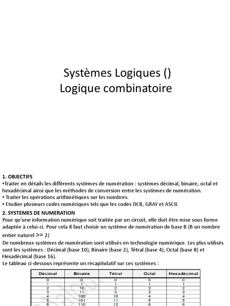 Logique Combinatoire | PDF | Fonction logique | Algèbre de Boole (logique)