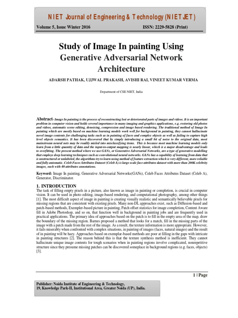 Study of Image in Painting Using Generative Adversarial Network ...