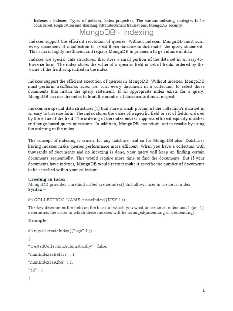 Mongodb Indexes | PDF | Database Index | Mongo Db