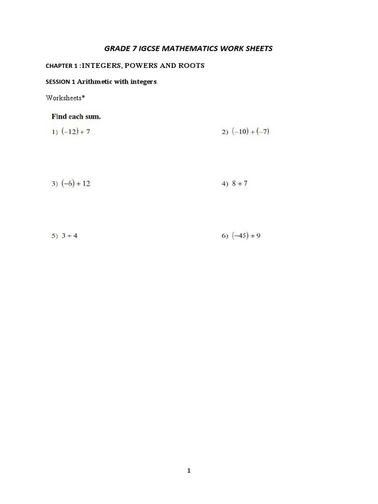 Grade 7 Igcse Maths | PDF | Mean | Mode (Statistics)