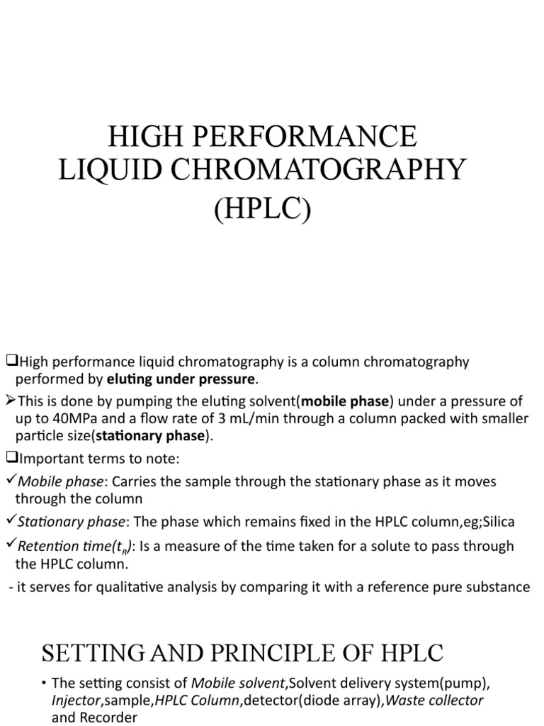 HPLC: Principles and Applications | PDF | High Performance Liquid ...