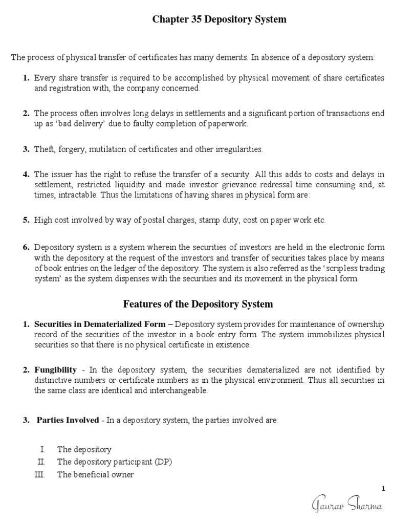 An In-Depth Look at the Indian Depository System: Features, Functioning ...