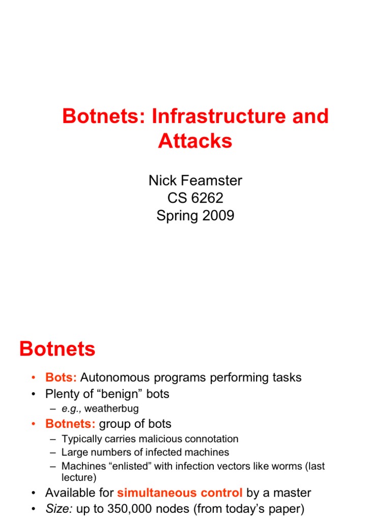 Botnets Infrastructure and Attacks | PDF | Denial Of Service Attack | Phishing