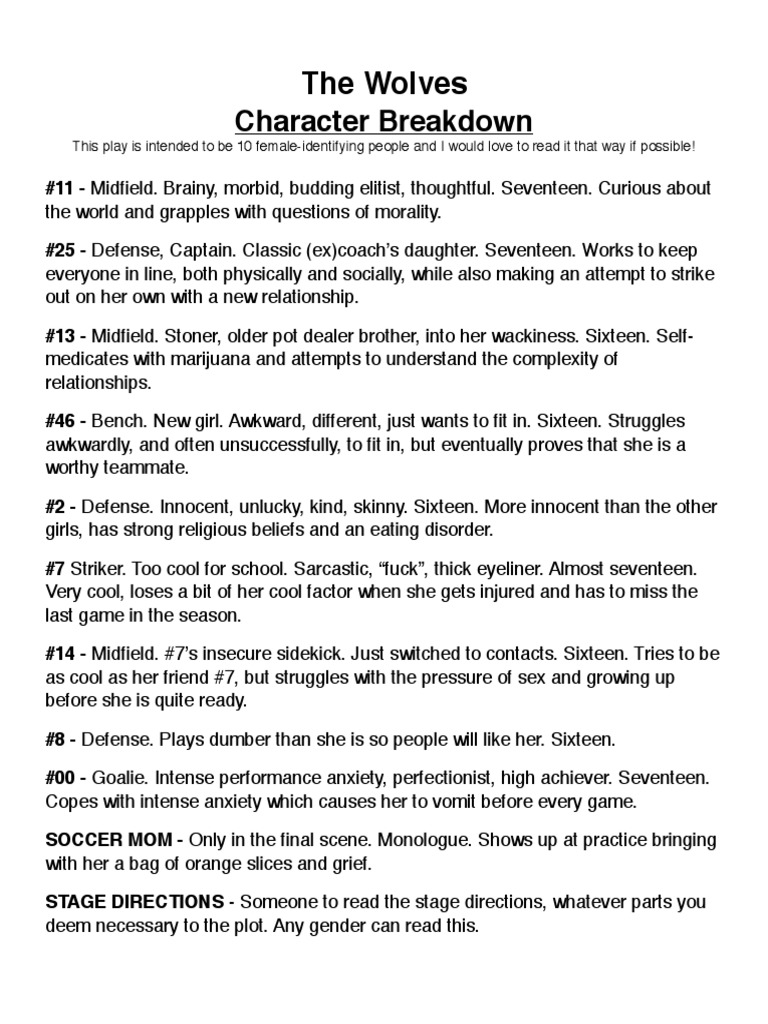 The WOLVES Character Breakdown | PDF