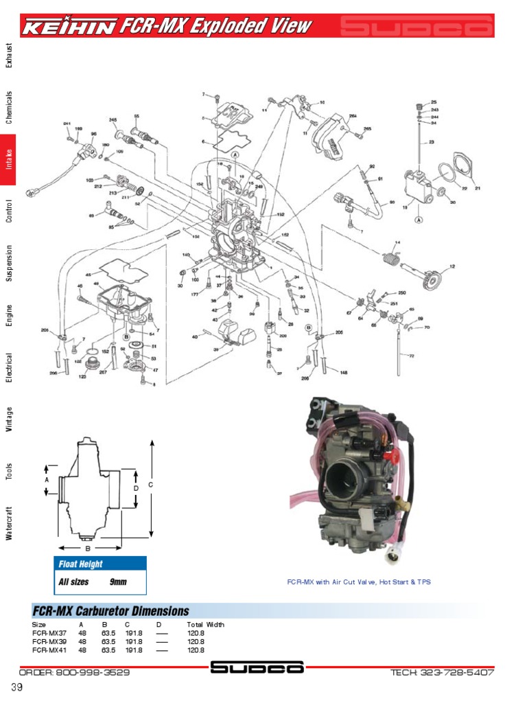 FCR-MX Carburetor Dimensions: Float Height | PDF | Valve | Carburetor