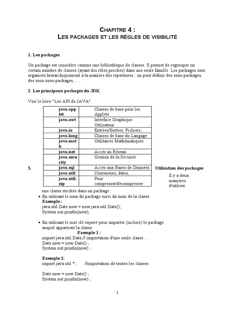 Chapitre 7 | PDF | Java (Langage de programmation) | Classe (informatique)