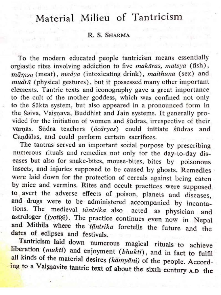 R. S. Sharma - Material Milieu of Tantricism | PDF