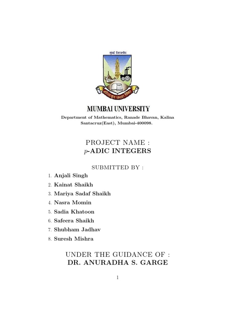 p-Adic Numbers Project | PDF | Field (Mathematics) | Sequence