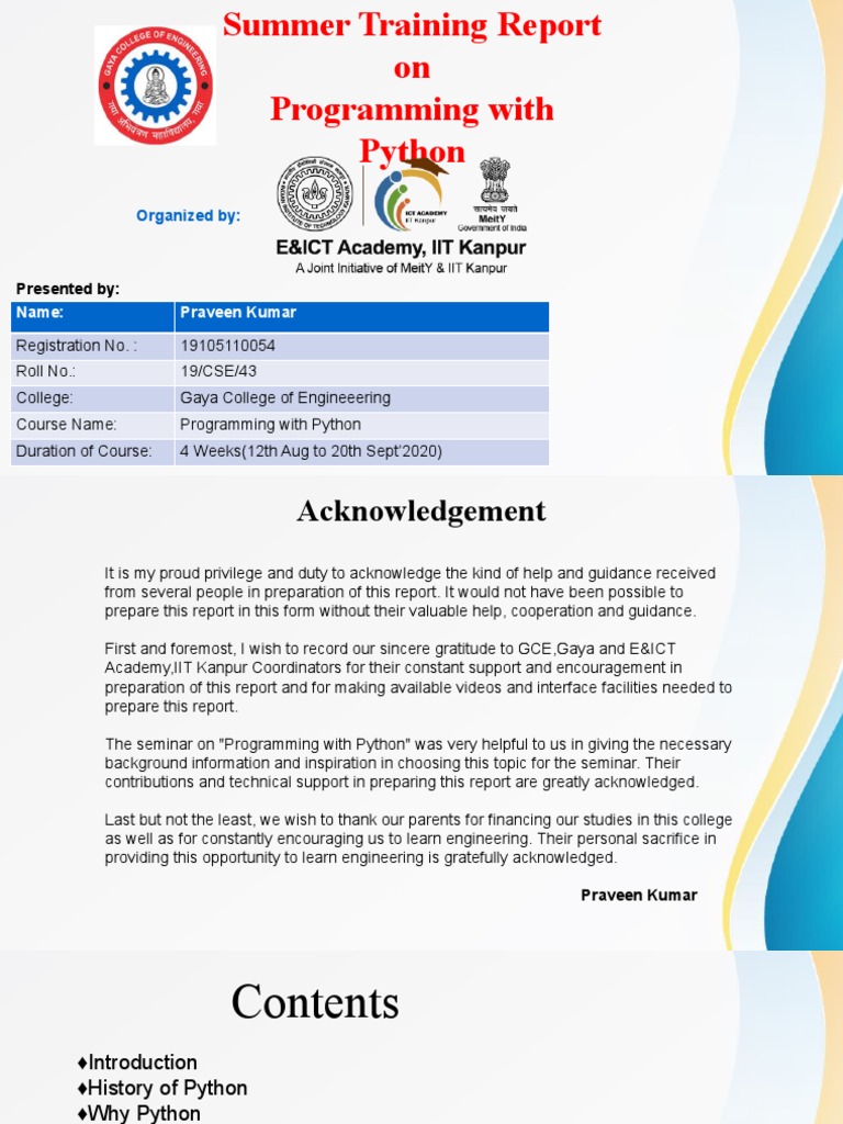 Summer Training Report | PDF | Educational Technology | Learning