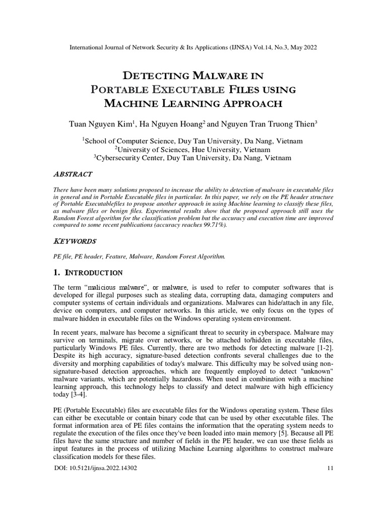 Detecting Malware In Portable Executable Files Using Machine Learning Approach Pdf Malware 2668