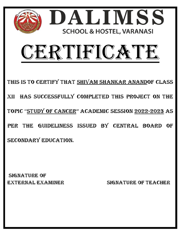 Certificate: Signature of External Examiner Signature of Teacher | PDF