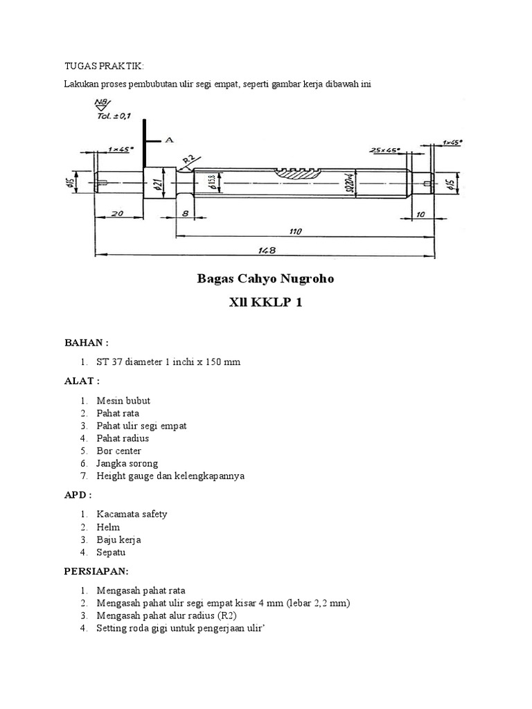 Praktik Ulir Segi Empat | PDF