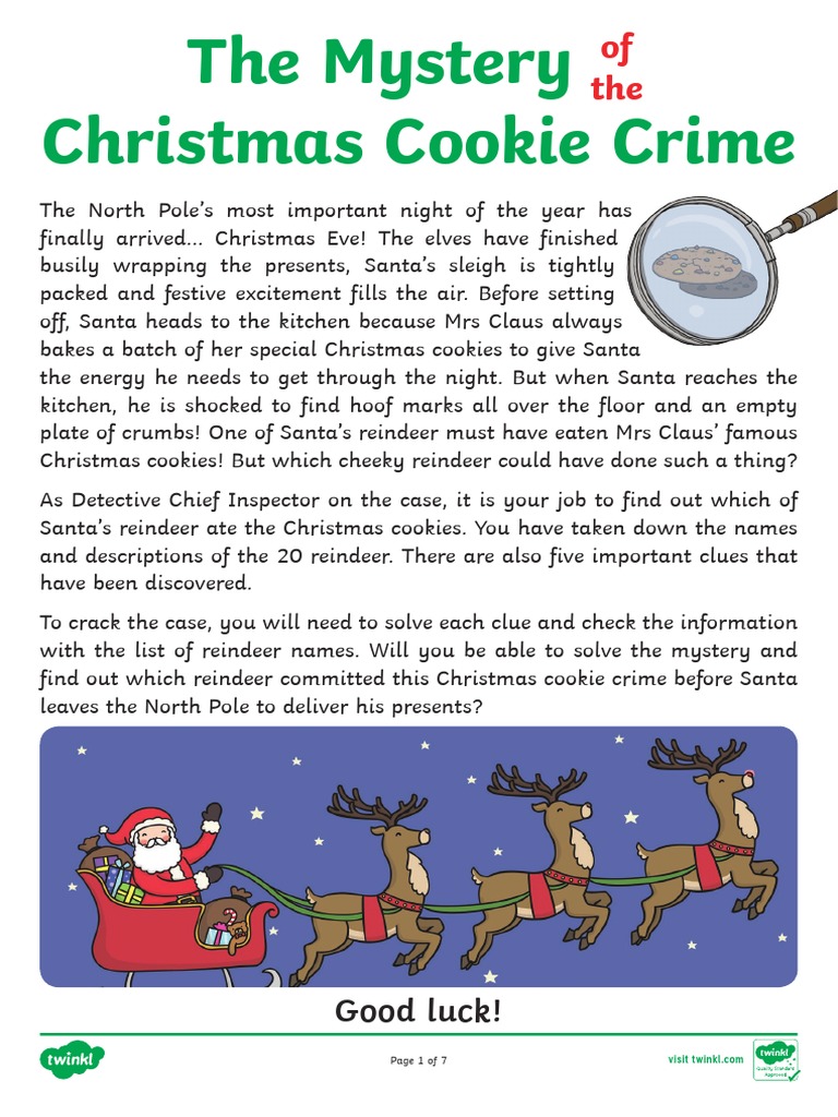 Christmas Cookie Crime Mystery | PDF | Santa Claus's Reindeer | Christmas