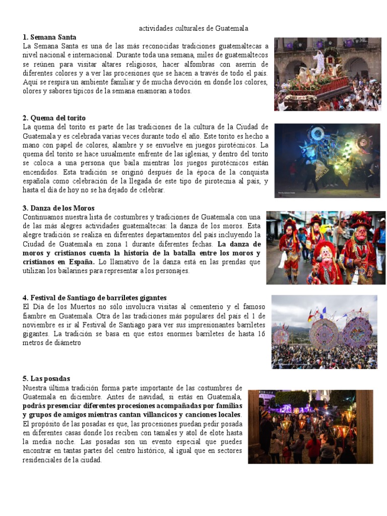Actividades Culturales de Guatemala | PDF | Guatemala | Pirotécnica