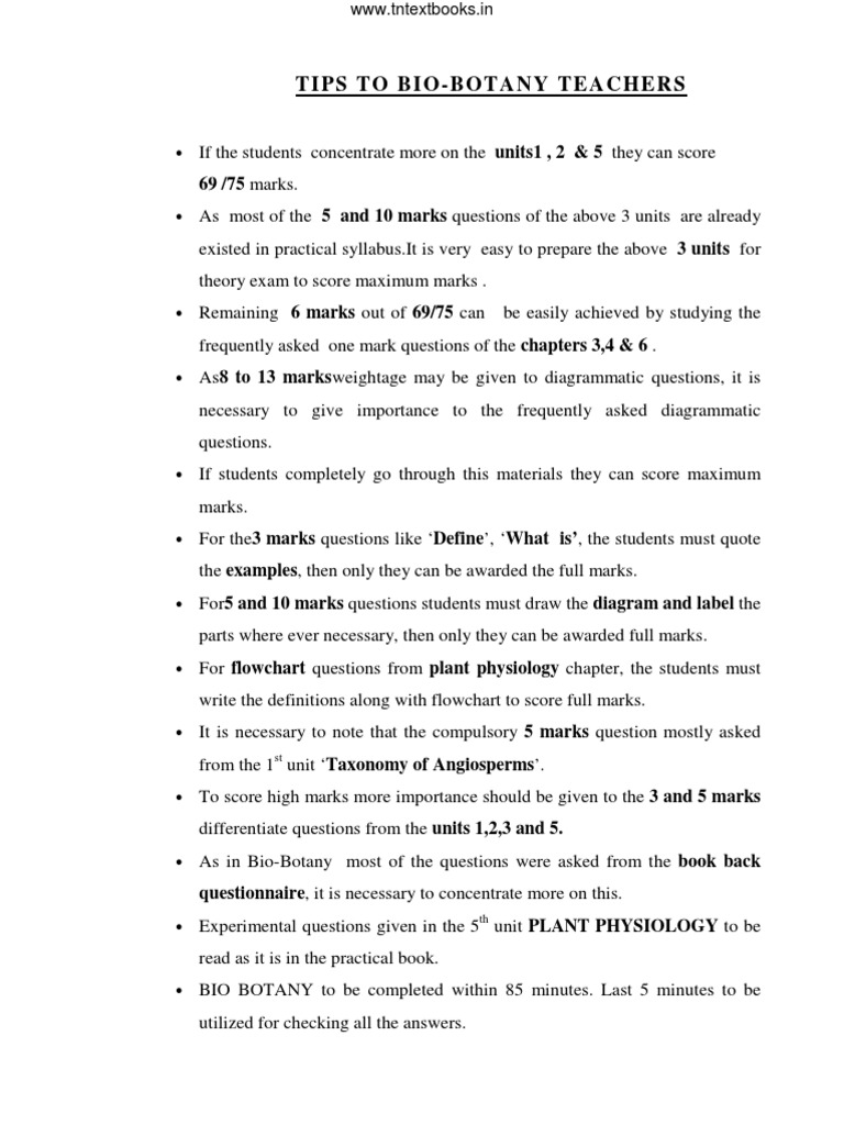 Tamil Nadu Board Class 12 BioBotany Study Material Guide in English ...