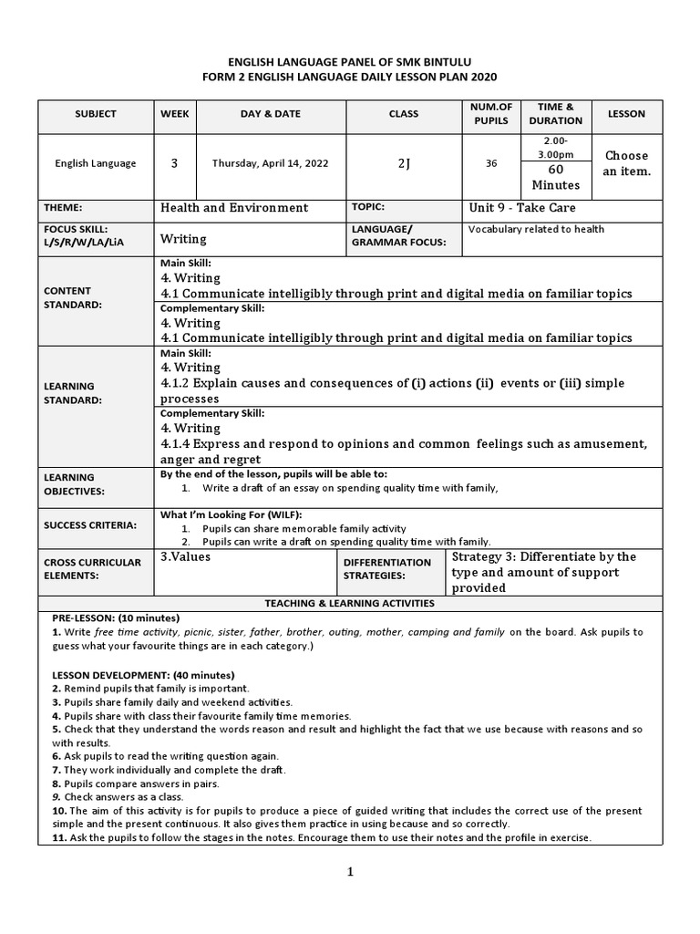 English Panel RPH Template F2 | PDF | Lesson Plan | Human Communication