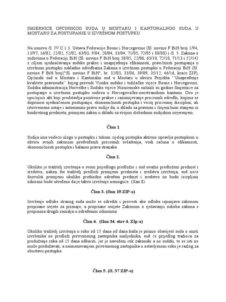 SMJERNICE ZA IZVRSNI POSTUPAK 07.06.2021. Godine | PDF