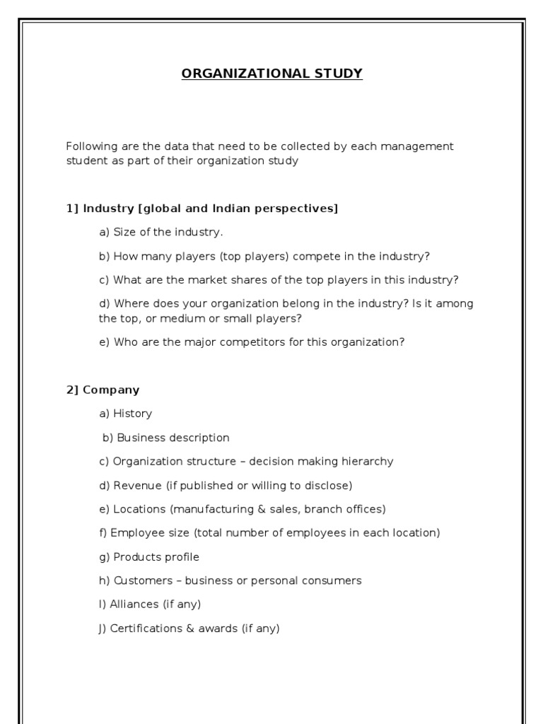 Organizational Study | PDF
