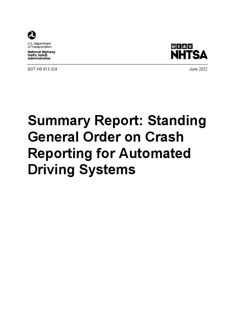 NHTSA Report On Fully Autonomous Vehicle Crashes | PDF | National ...