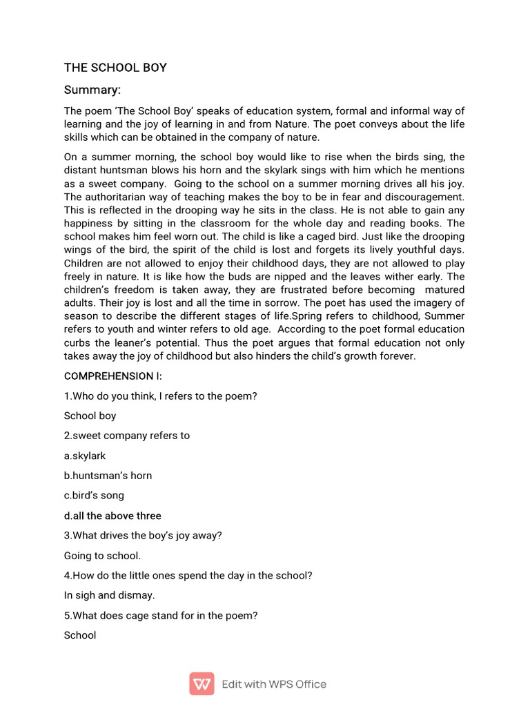 The School Boy Qand A | PDF