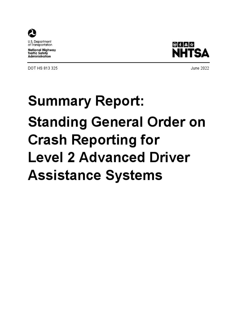 NHTSA Report For Advanced Driver Assistance Systems | PDF | Traffic ...