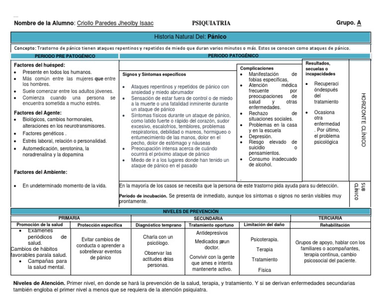 Historia Natural del Trastorno de Pánico | PDF | Ataque de pánico ...