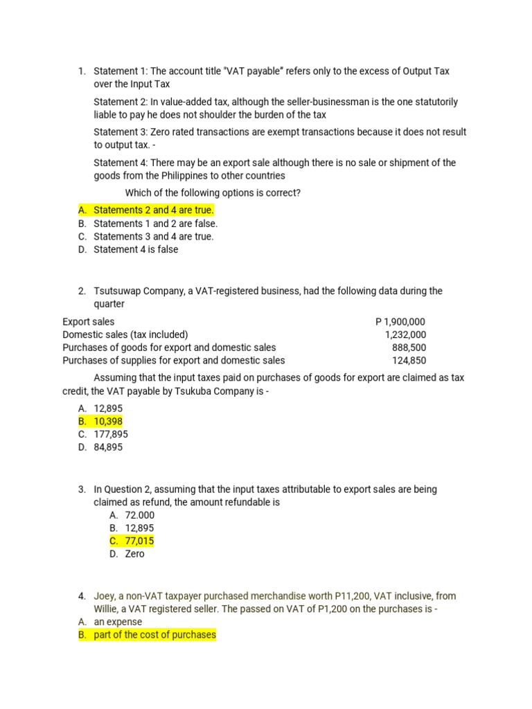 Joey, A non-VAT Taxpayer Purchased Merchandise Worth P11,200, VAT | PDF | Value Added Tax | Taxes